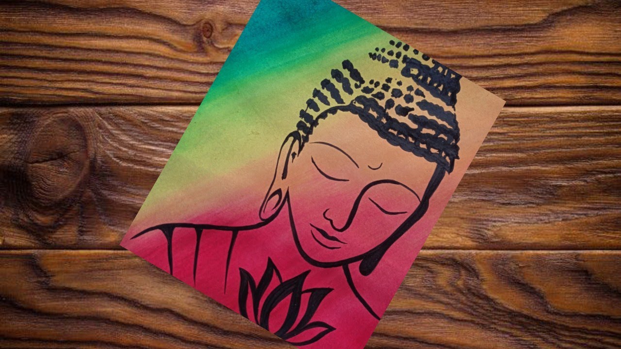 how to draw an easy Buddha painting// how to draw an easy watercolor ...