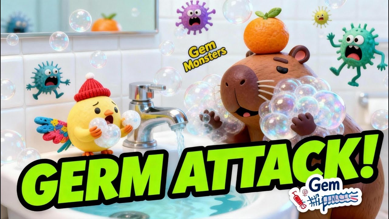 Wash Your Hands Story 🦠 Bye Bye Germs! | Healthy Habits for Kids (Mochi ...