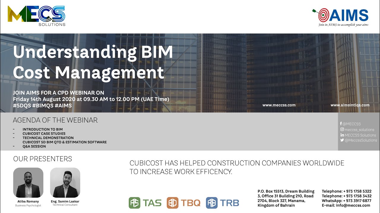 Understanding BIM Cost Management - MECCSS Webinar 20200814 - YouTube