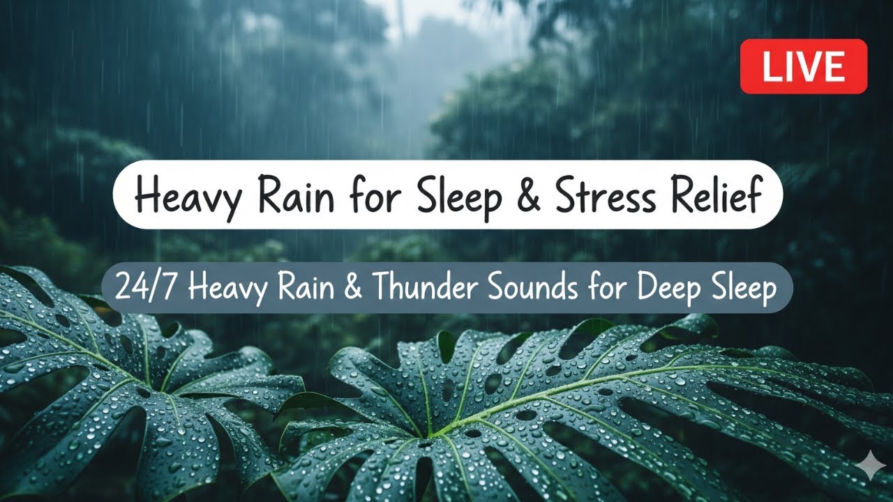 Heavy Rain on Leaves and Trees | Calm the Mind and Focus Deeply | 10 ...