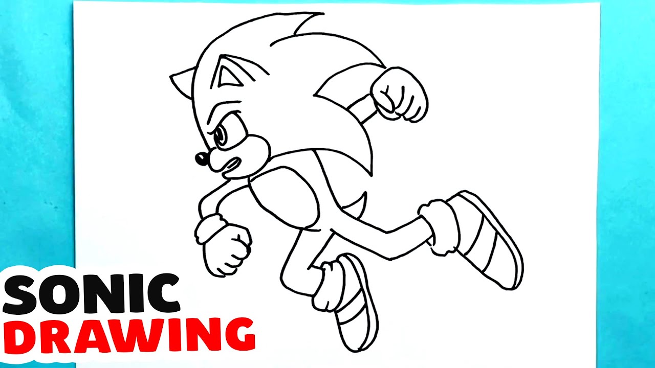 How to draw Sonic with a black pen. - YouTube