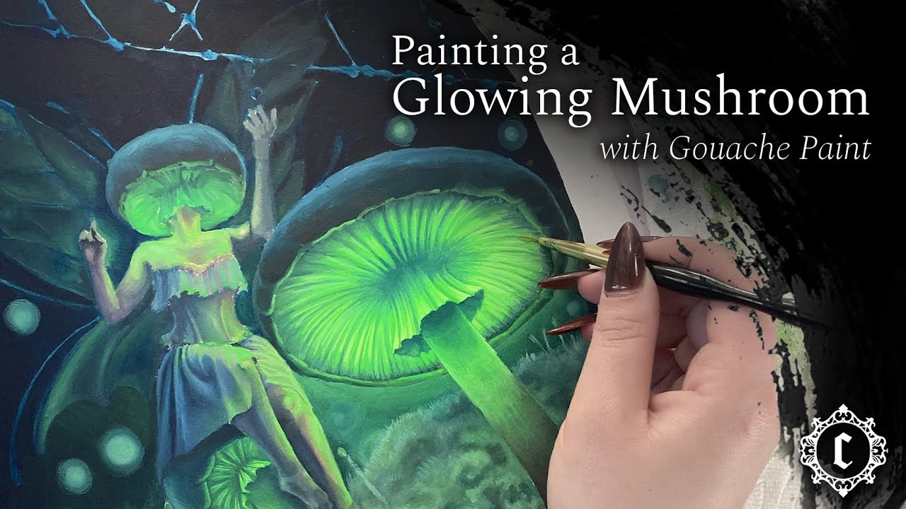 Painting a Glowing Mushrom | Gouache Paint - YouTube
