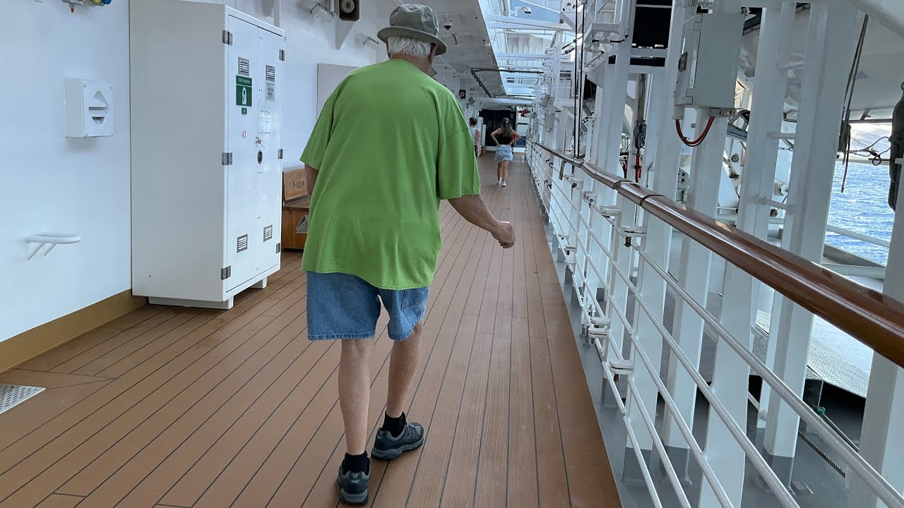 Walking exercise around the cruise ship @deck 3 . You can go around ...