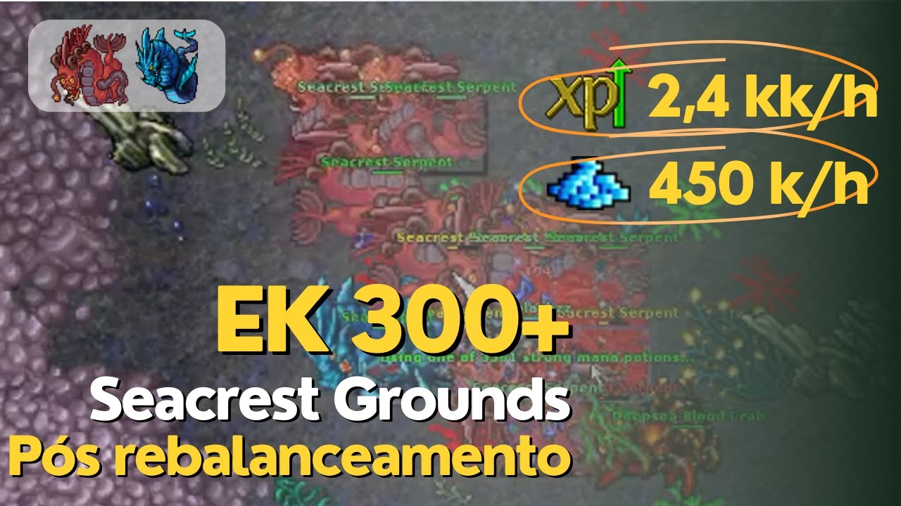 Tibia - EK 300+ Hunt Seacrest Grounds - 2,4KK/h raw Exp e 450K/h gold ...