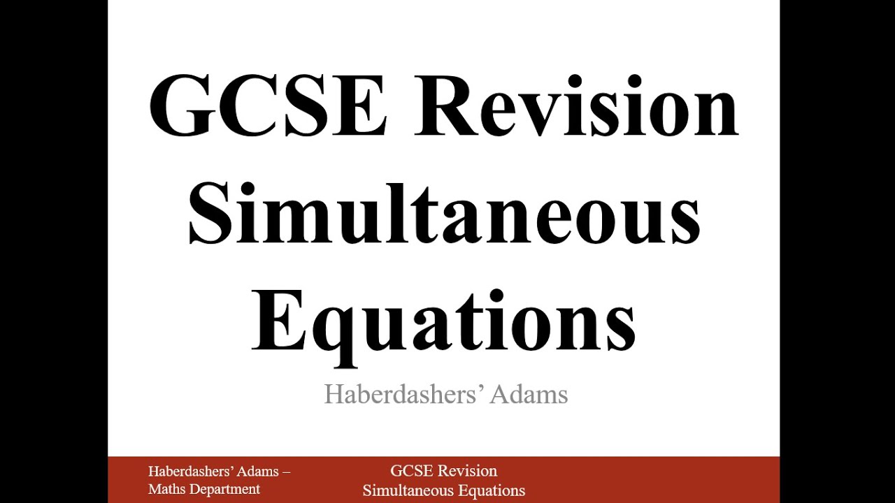 GCSE Revision - Simultaneous Equations - YouTube