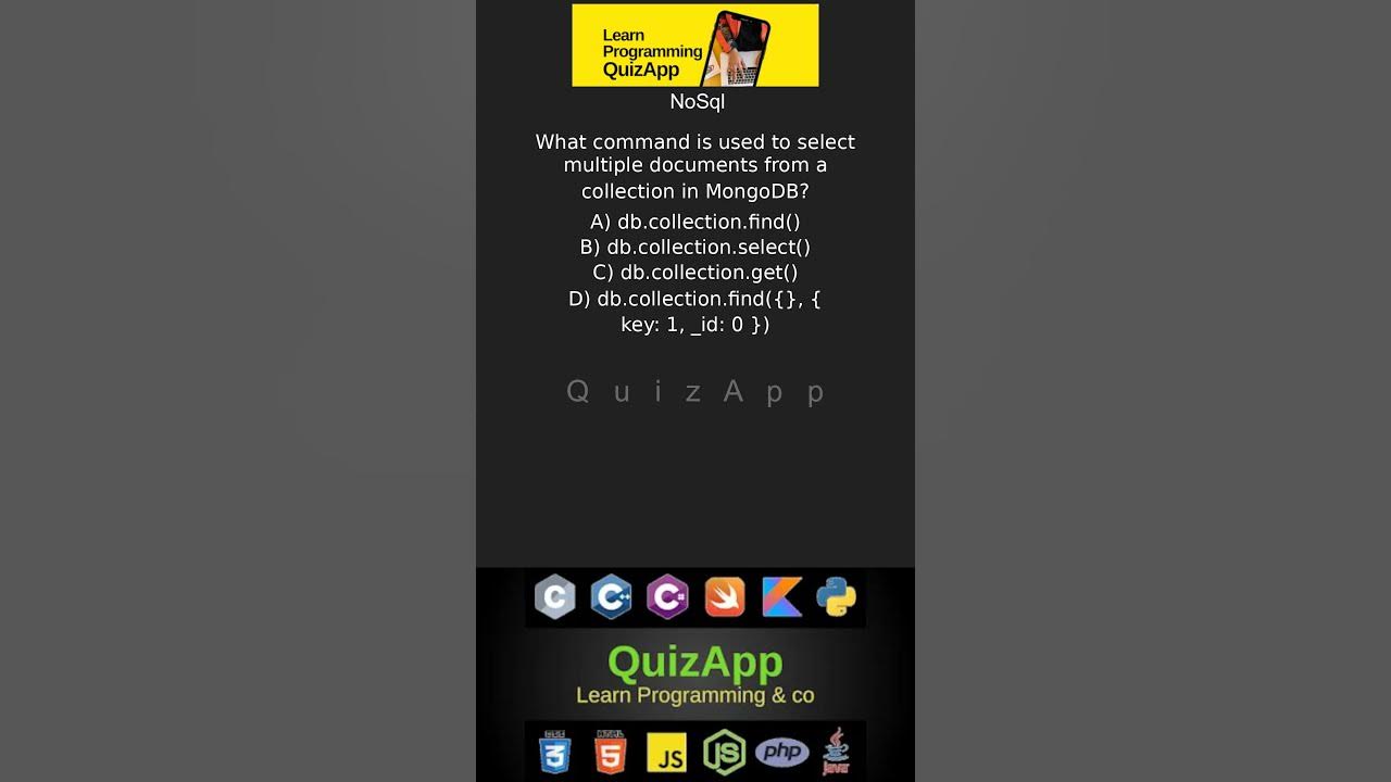 NoSql What command is used to select multiple documents from a collection in MongoDB - YouTube