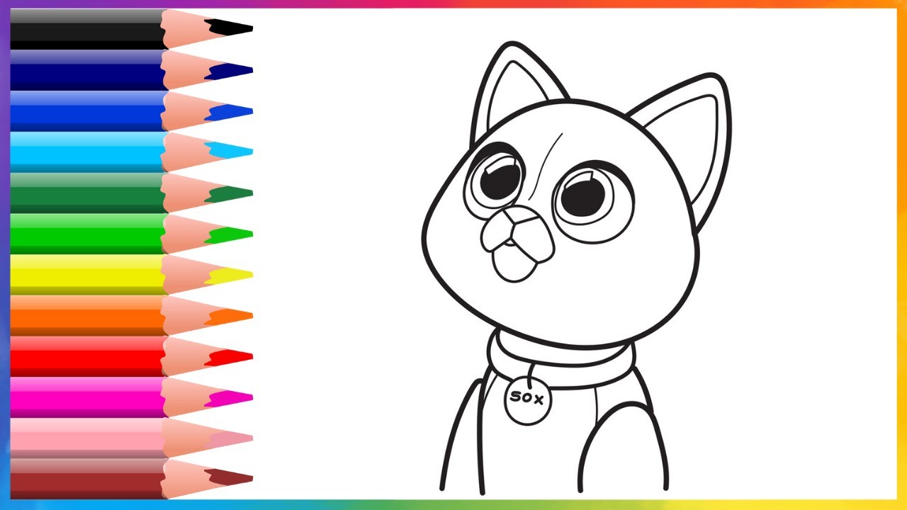 How to Draw and Color Lightyear's SOX CAT - children's songs - Drawings ...