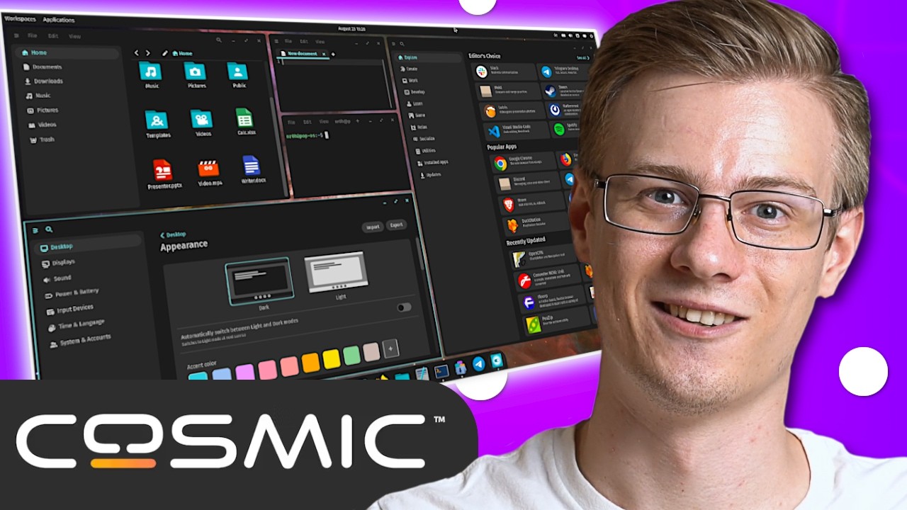 Trying Out The Cosmic Desktop Environment ... - YouTube