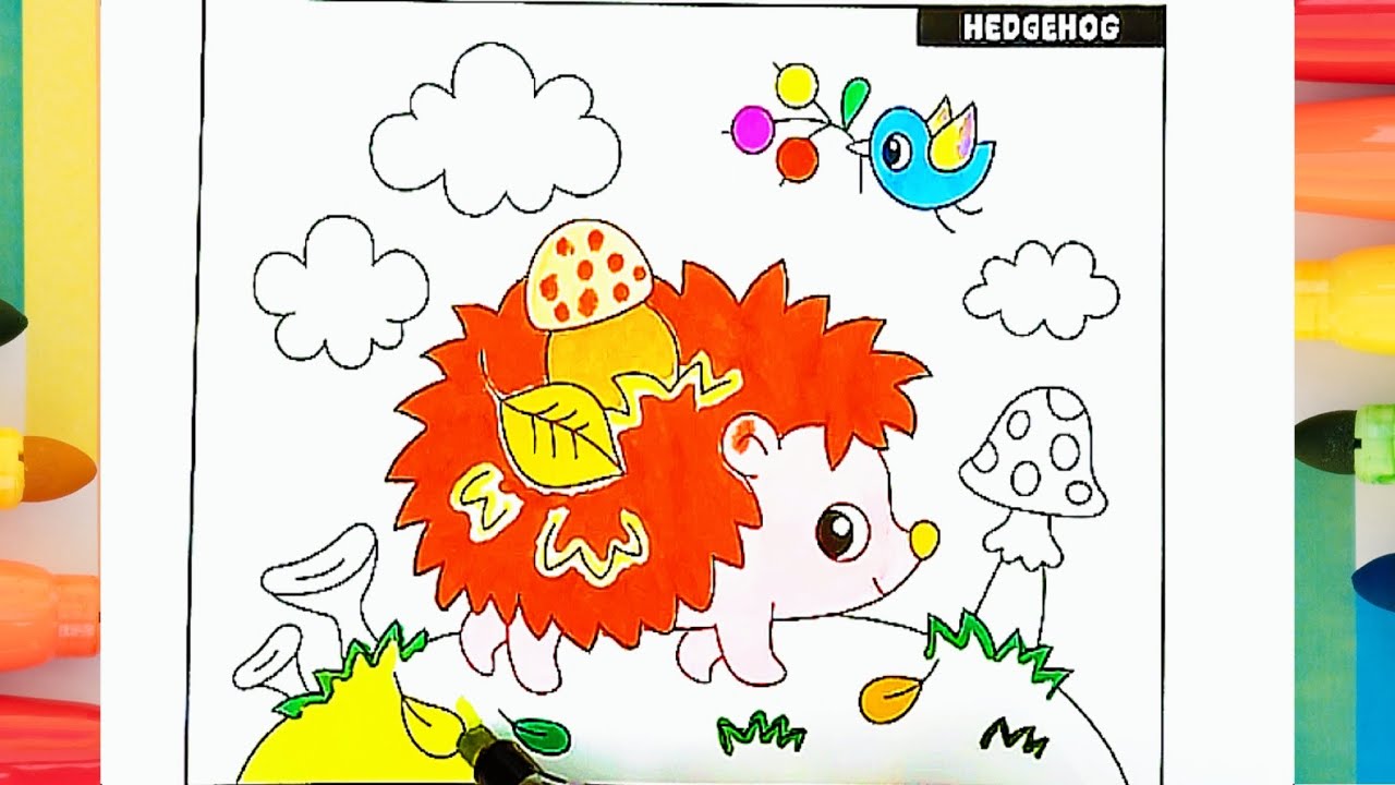 Cara menggambar dan Mewarnai landak | hedgehog - YouTube