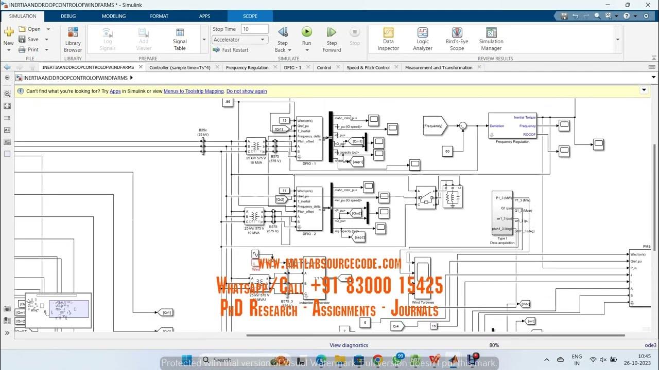 INERTIA AND DROOP CONTROL OF WIND FARMS MATLAB SIMULINK - YouTube