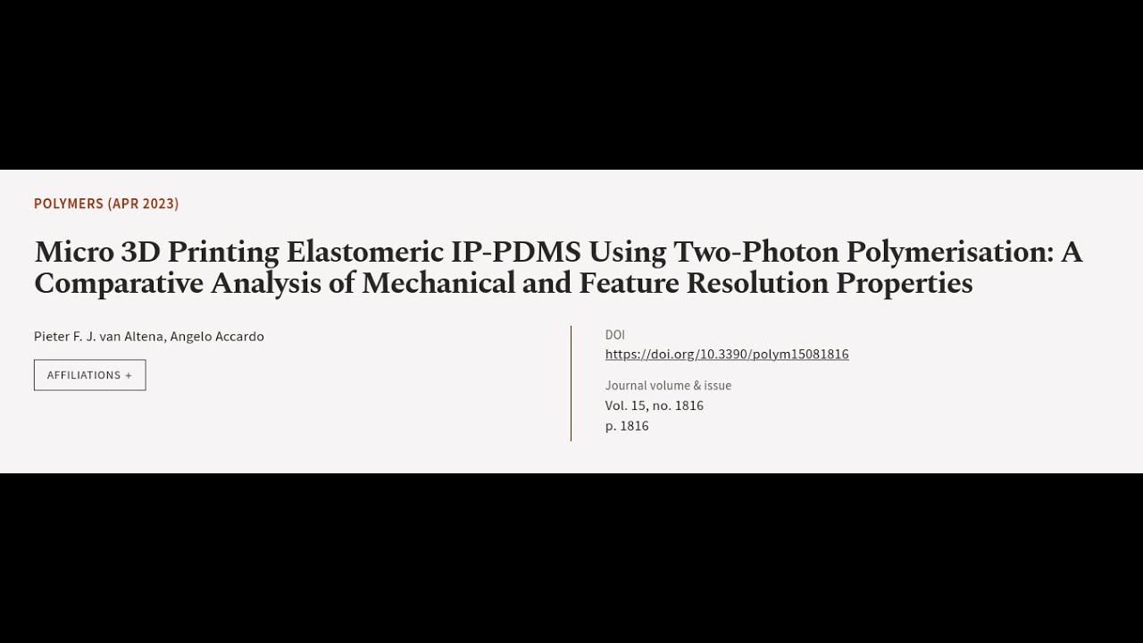 Micro 3D Printing Elastomeric IP-PDMS Using Two-Photon Polymerisation ...
