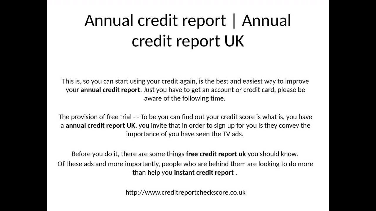Annual credit report instant check - YouTube