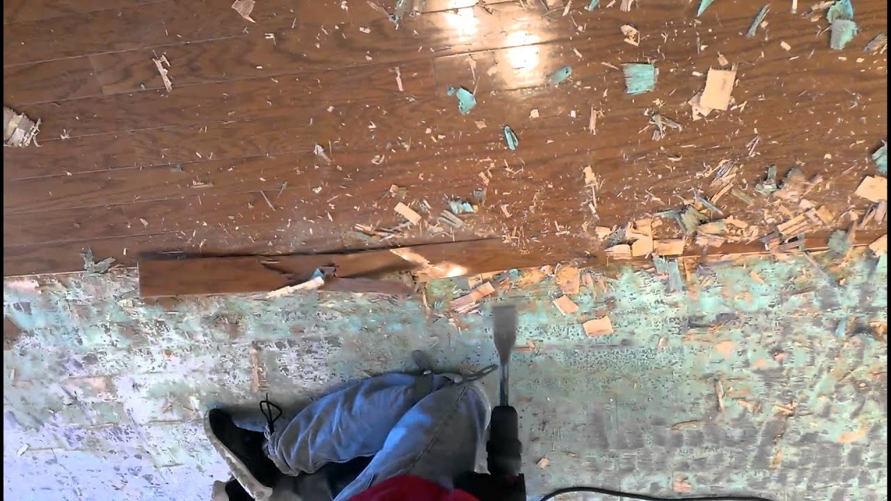 Tearing up hardwood flooring - YouTube
