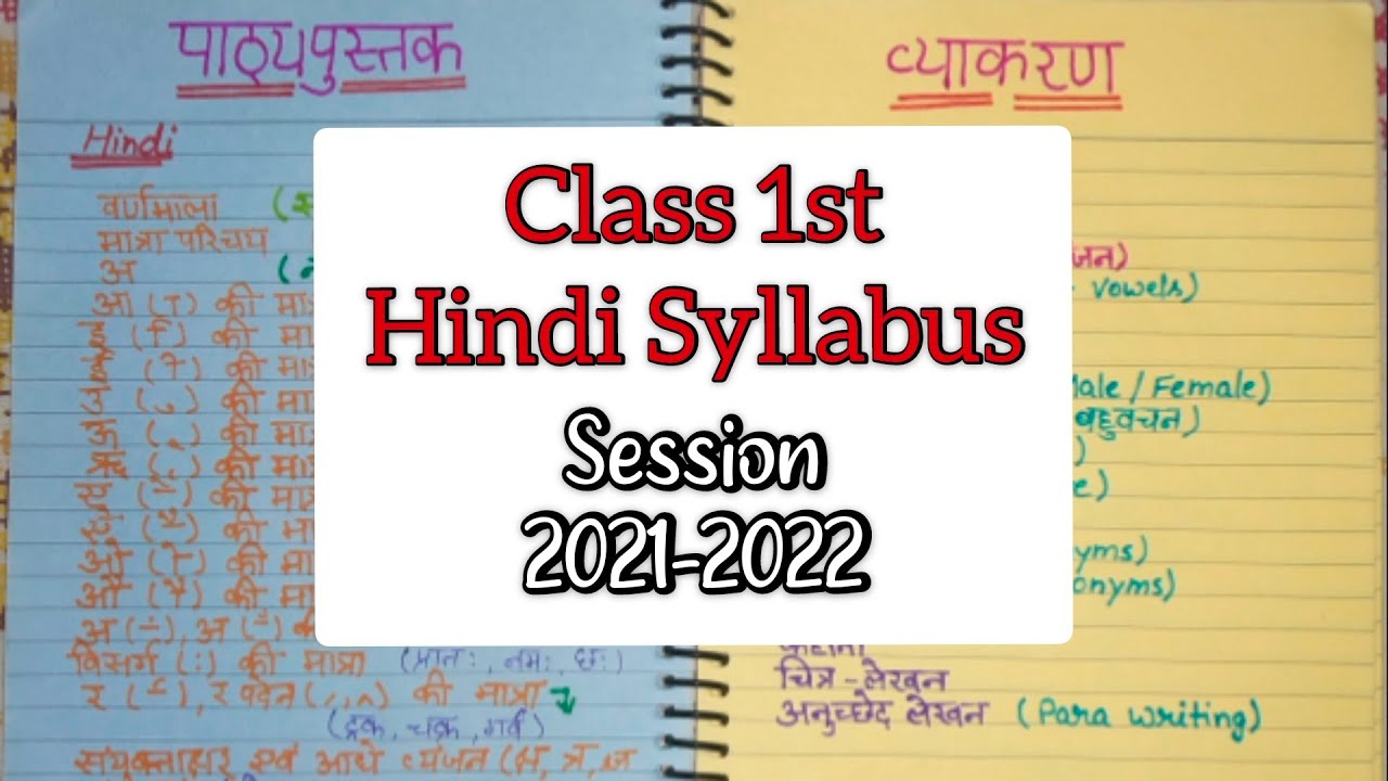 Class 1 Syllabus / Hindi textbook and Grammar or vyakaran Syllabus ...