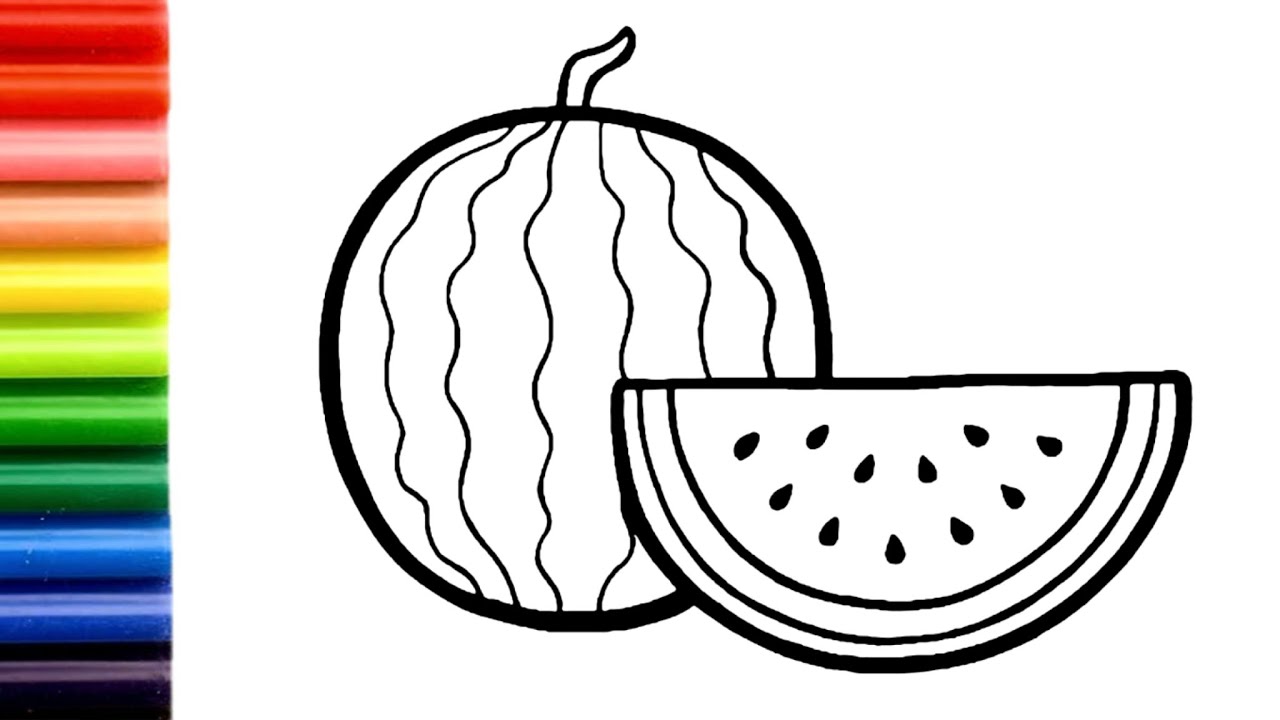 Watermelon 🍉 Easy Drawing Colouring Painting for Kids Toddlers and ...