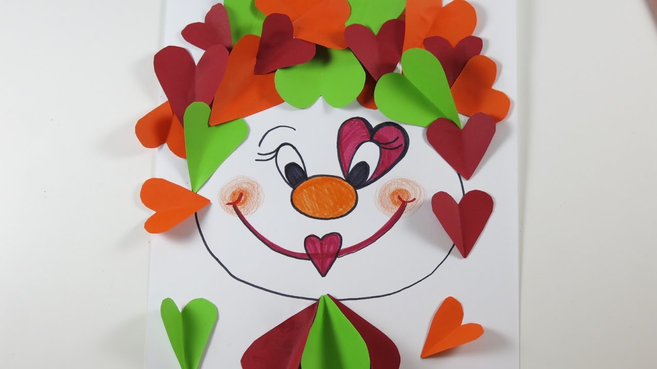 Valentine's Day DIY: Funny Clown Made out of Colorful Hearts - YouTube