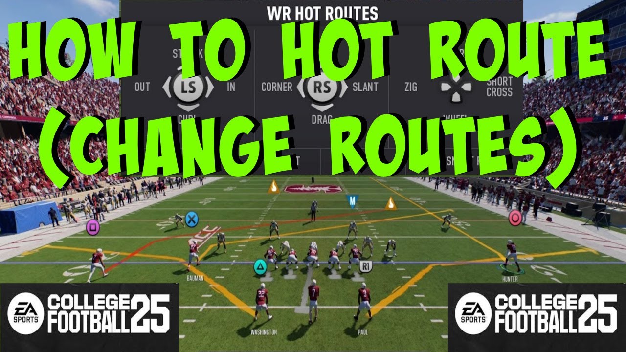 HOW TO HOT ROUTE (CHANGE ROUTES) PRE SNAP HOT ROUTE IN COLLEGE FOOTBALL ...