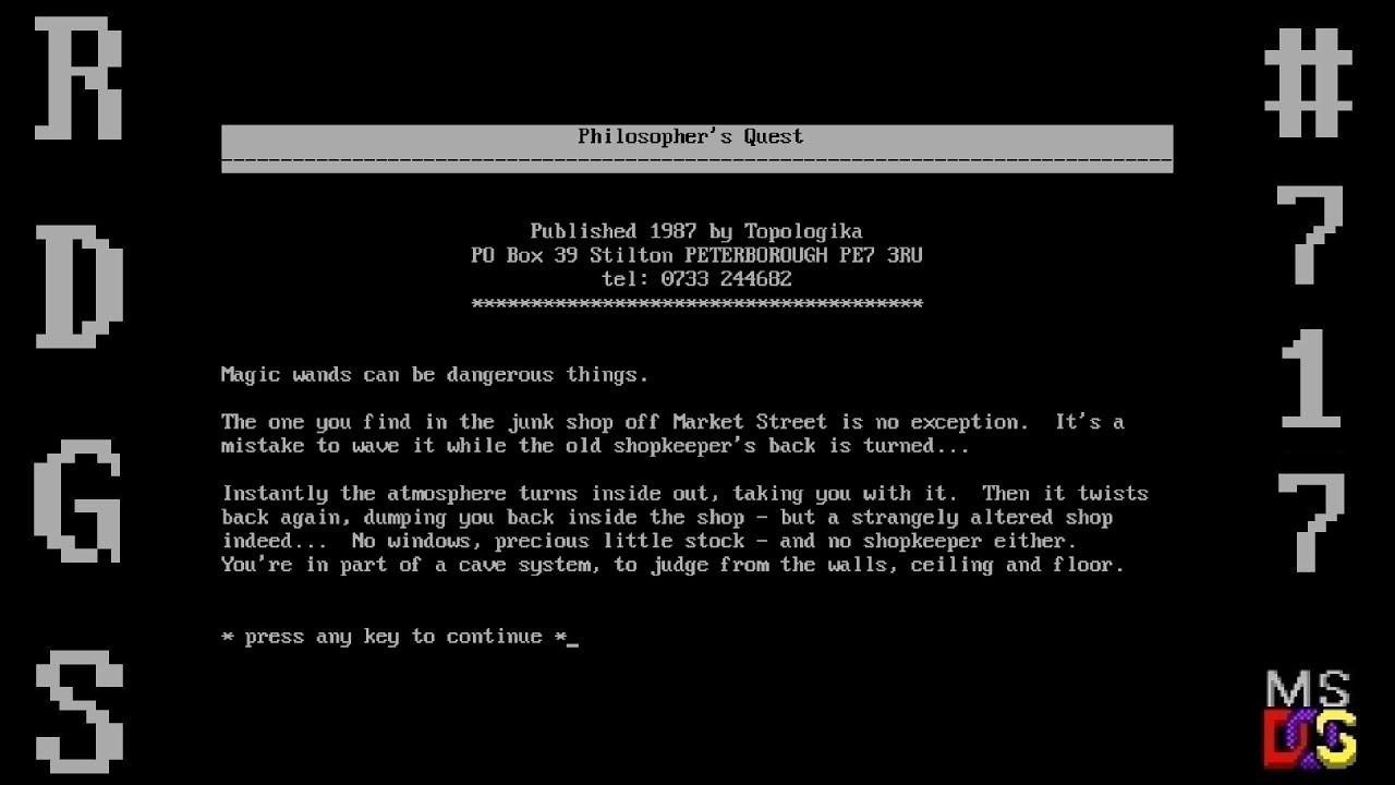Random DOS Game Show #717: Philosopher's Quest (1987) - YouTube