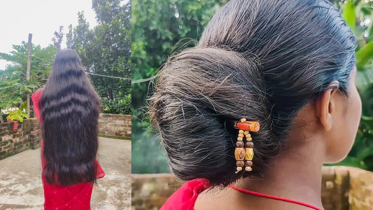 Silky hair bun housewife ||Silky smooth Hair bun ||Bong hairstyle - YouTube