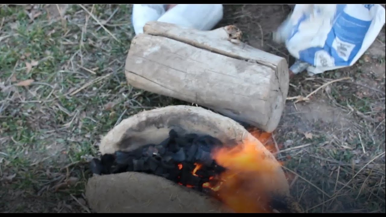 Most Primitive Forge You'll Ever See: Testing the Bag Bellows - YouTube