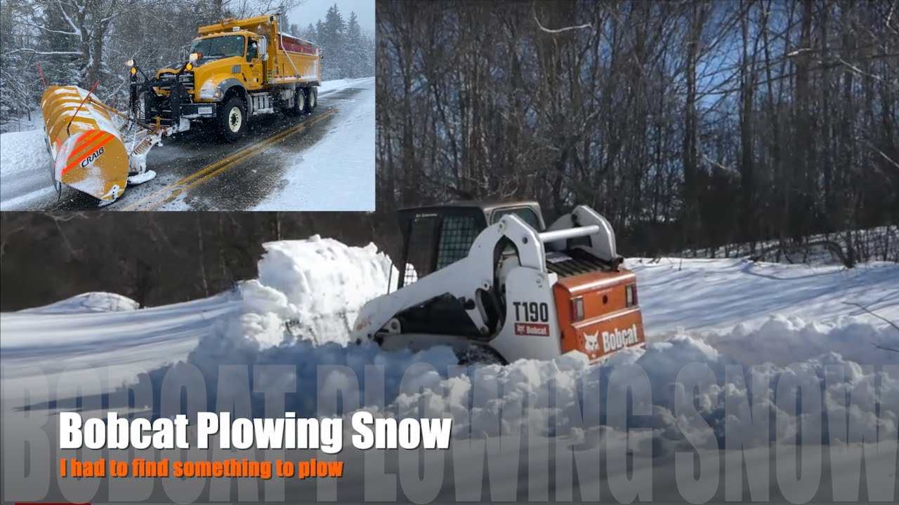 Plowing Snow~MACK Granite~BOBCAT T190 - YouTube