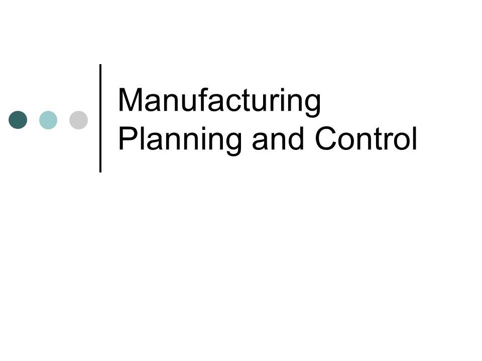 Manufacturing Planning and Control - An Overview - YouTube