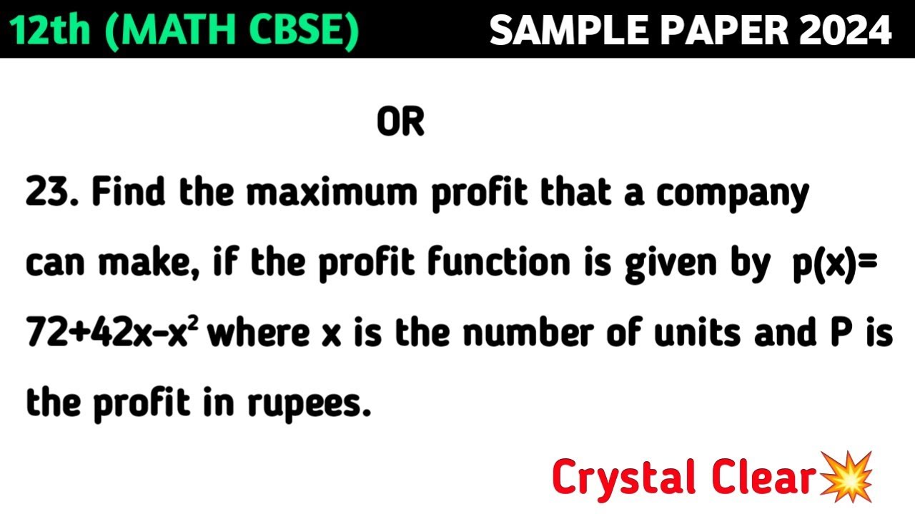 Find the maximum profit that a company can make, if the profit function ...