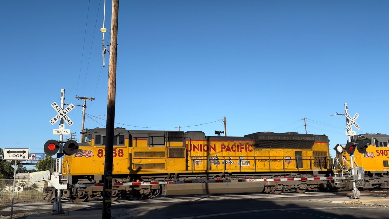UP 8388 EAP Unit Leads Stack Train w/ UP 1988 North - E. Market St ...