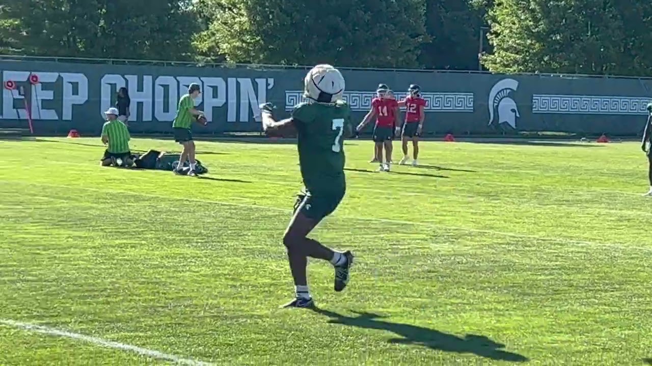 Michigan State Football Practice: QBs to WRs - YouTube