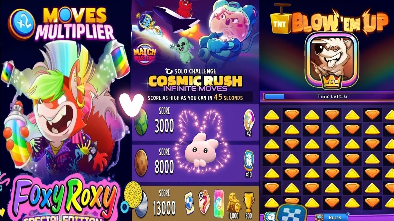 Solo Challenge Cosmic Rush Moves Multipier + Blow'Em Up | SE FoxyRoxy | Match Masters - YouTube