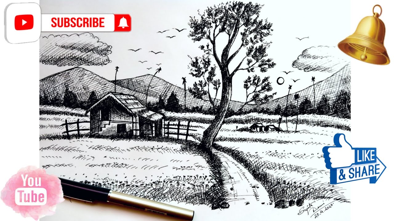 PEN AND INK TECHNIQUES | INK PEN DRAWING | PEN AND INK VILLAGE ...