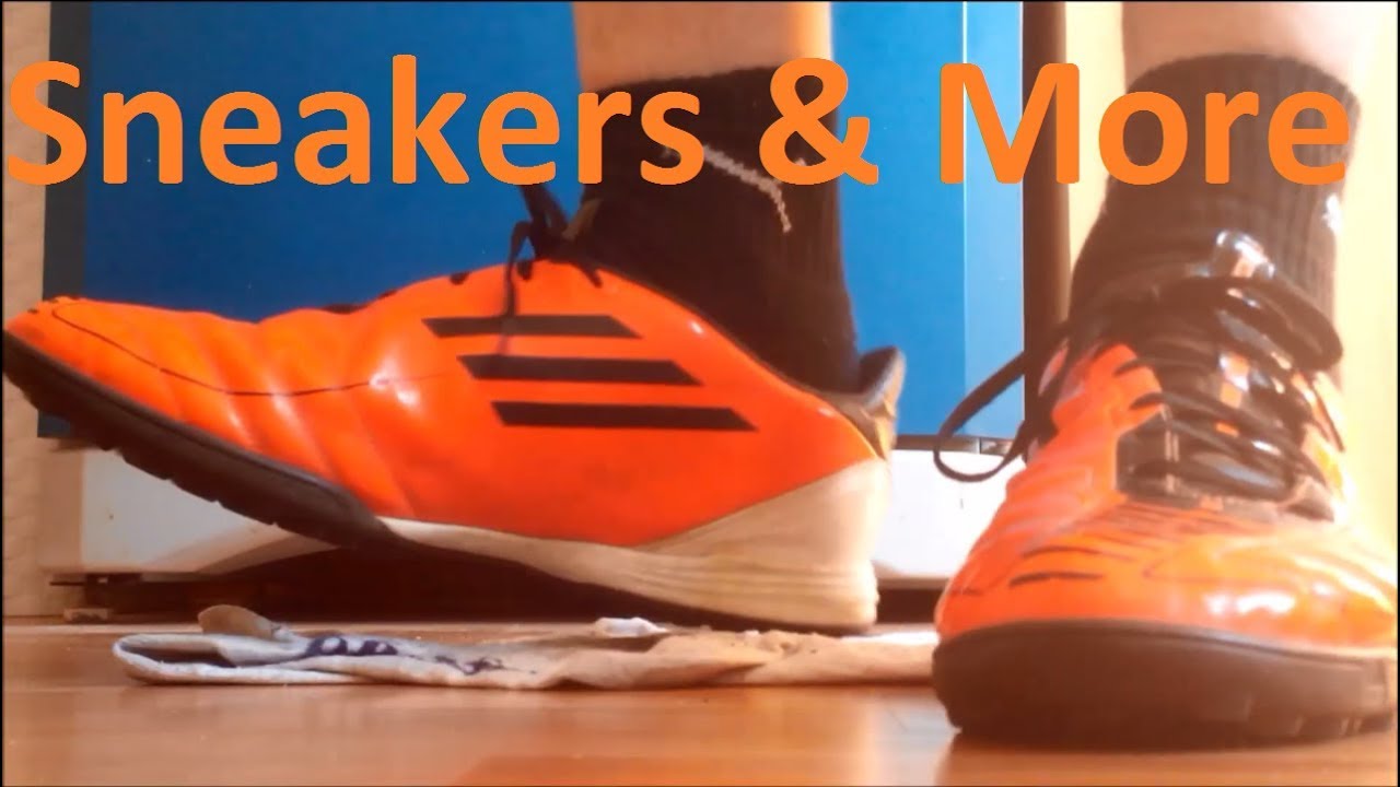 Orange Adidas F10 soccer shoes stomp White Ellesse - YouTube