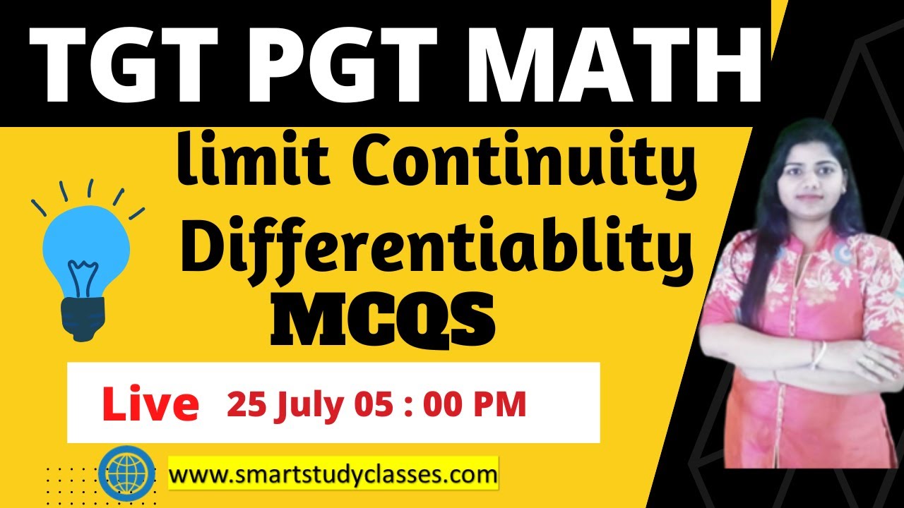 Up TGT PGT Maths Classes | Limit Continuity Differentiability | Live 05.10 PM | 25.7.22 - YouTube