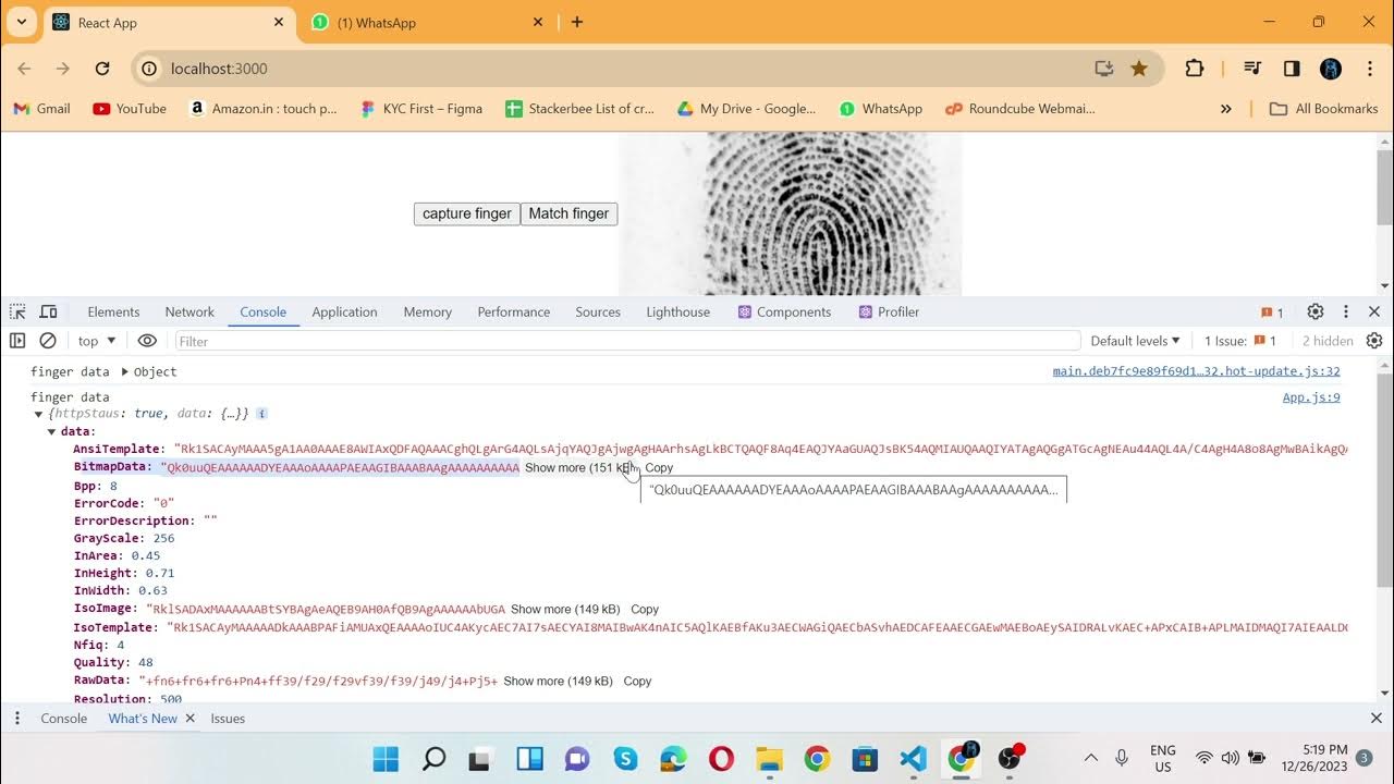 Biometric Authentication in React.js || Matching Two Fingerprint in React.js ||Advance React ...