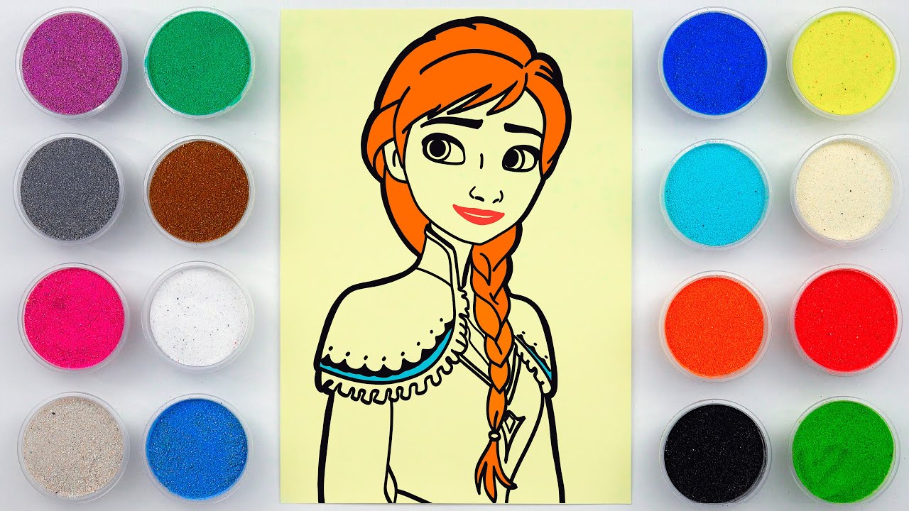 Sand painting & coloring princess Anna Frozen - YouTube