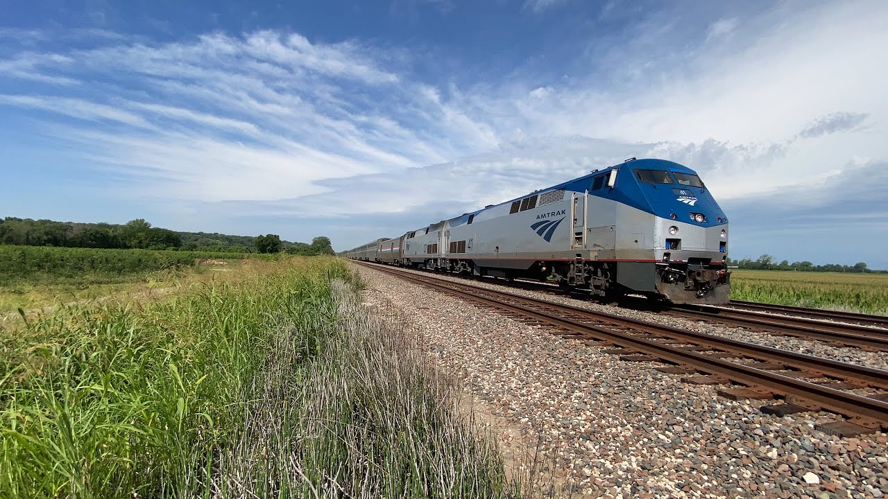 Amtrak Southwest Chief bound for Chicago Illinois on the Marceline ...
