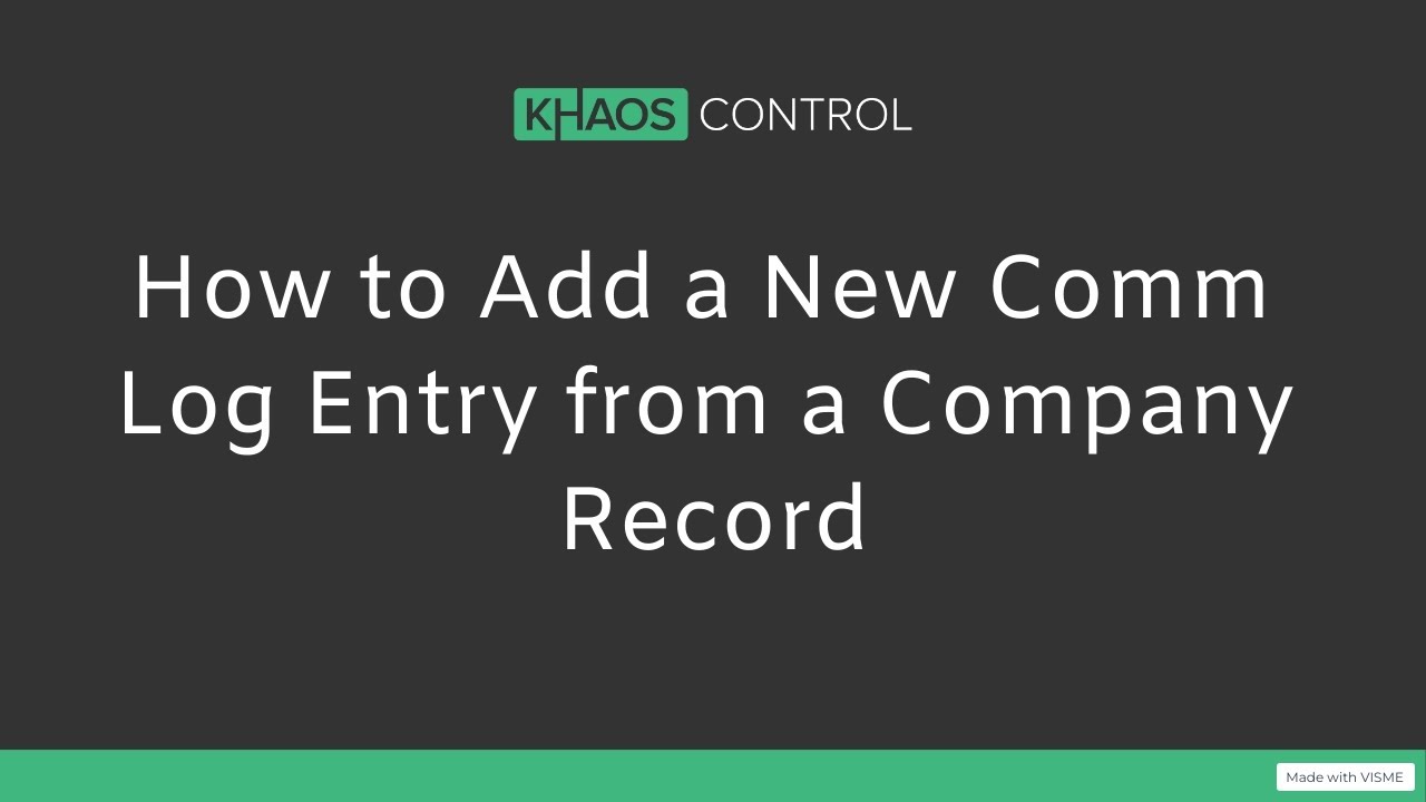 How to Add a Comm Log Entry from a Company Record - YouTube
