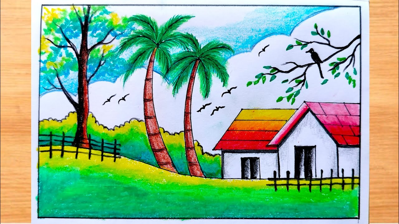 Scenery Drawing|| Easy Scenery Drawing || Landscape Drawing|| landscape ...