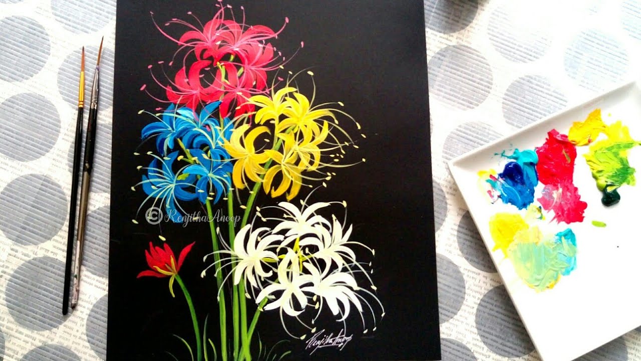 painting tutorial | step by step acrylic painting spring flowers for ...