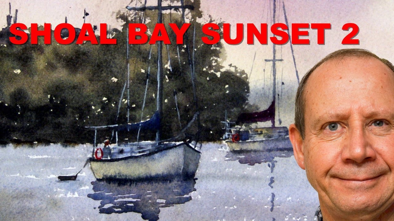 Watercolor Painting Shoal Bay Sunset Part 2 The Background - YouTube