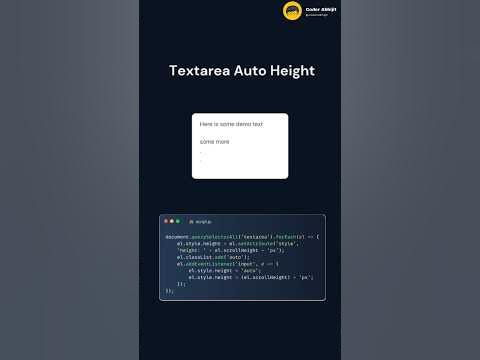 JavaScript Textarea Auto Height #shots #shortvideo #html #css #js - YouTube