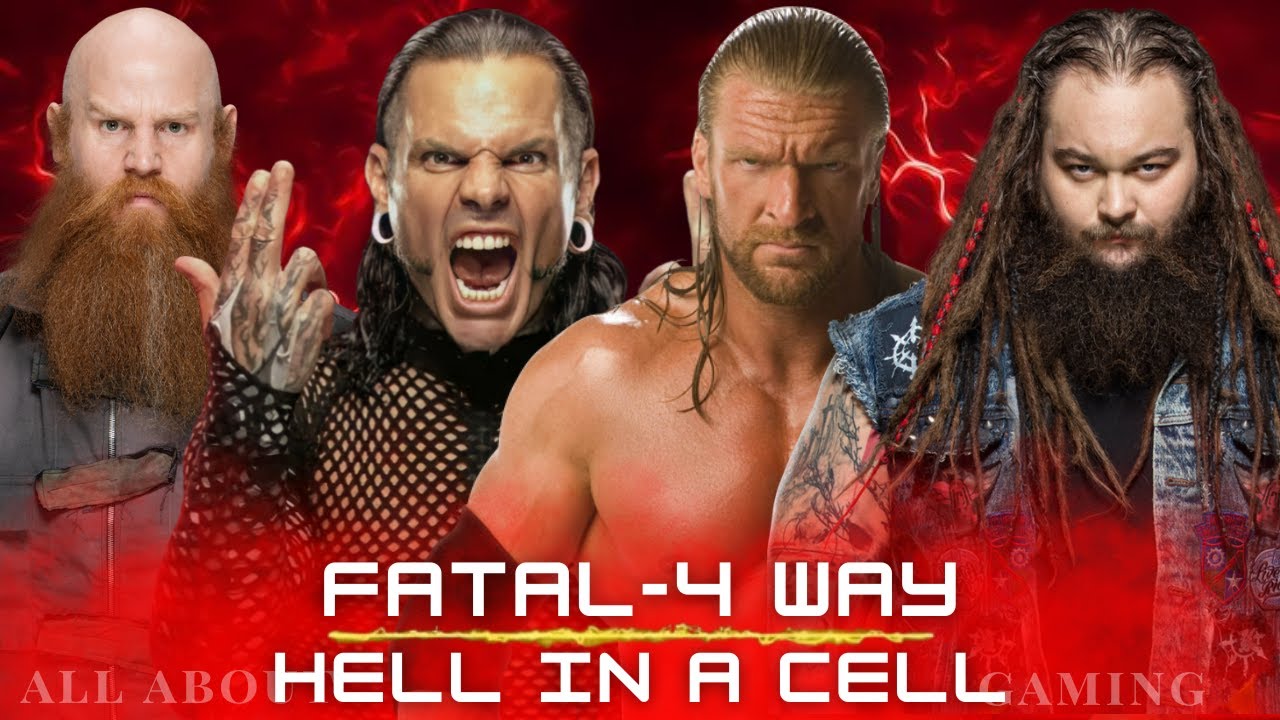 WWE 2K24 - Fatal 4 Way Hell in a Cell - Bray Wyatt VS Triple H VS Jeff ...