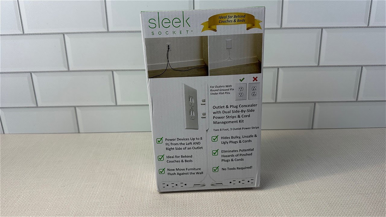 Sleek Socket Ultra-Thin Outlet Concealer Flat Extension Cord Review ...