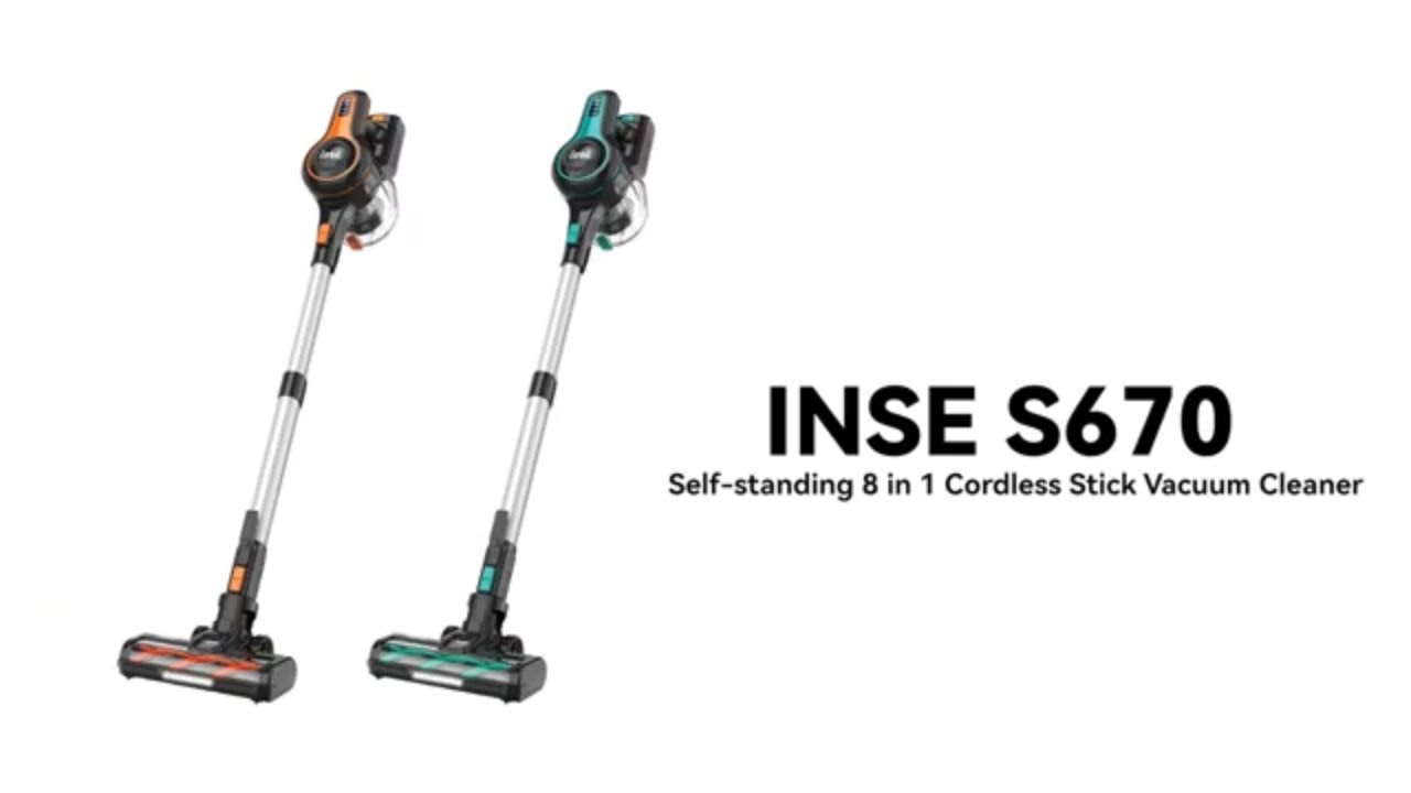 INSE S670 8 in 1 Multifunctional Cordless Stick Vacuum Orange - YouTube