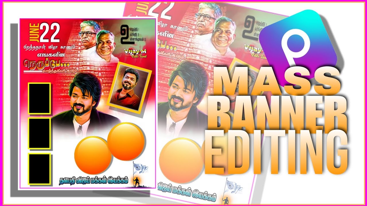 Thalapathy Vijay Birthday Banner Editing Tutorial PicsArt Mobile Banner ...