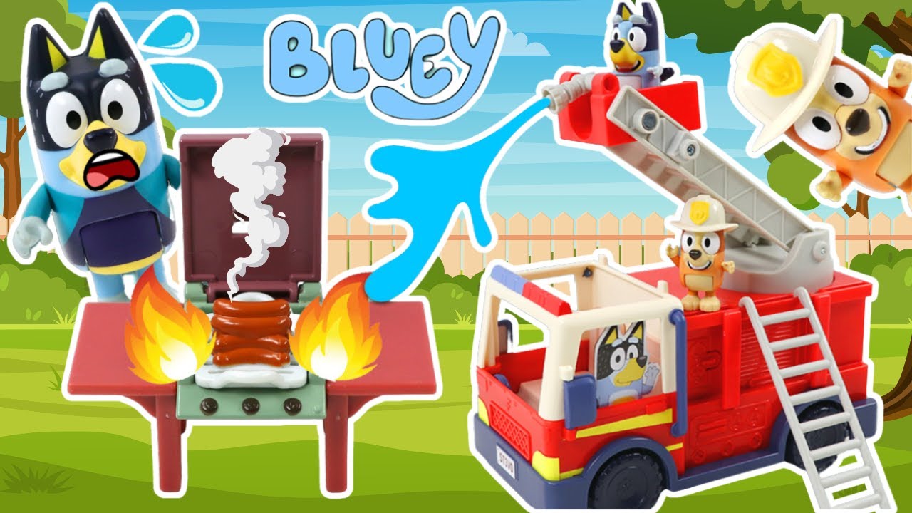 Bluey Firefighter Adventure with Toy Fire Truck! - YouTube