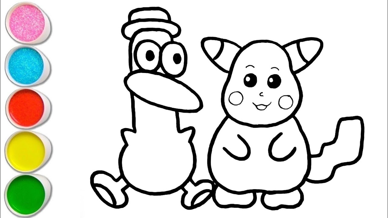 Cute Pato with Pikachu Drawing, Painting and Coloring For Kids and ...