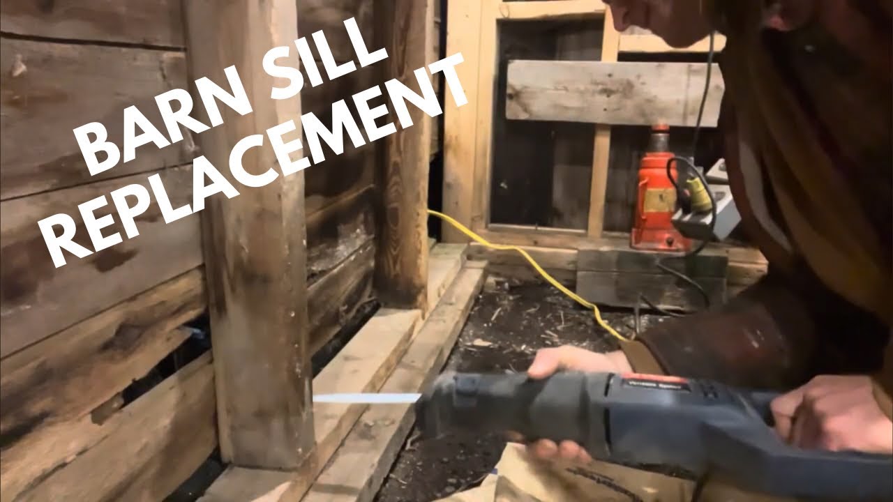 Replacing the rotten sills on the old barn - YouTube