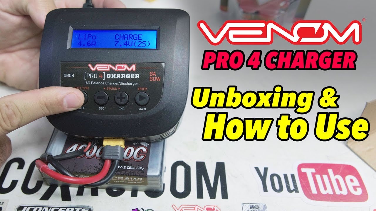 Venom Pro 4 Charger Unboxing and How To Charge LiPo and NiMH Batteries ...