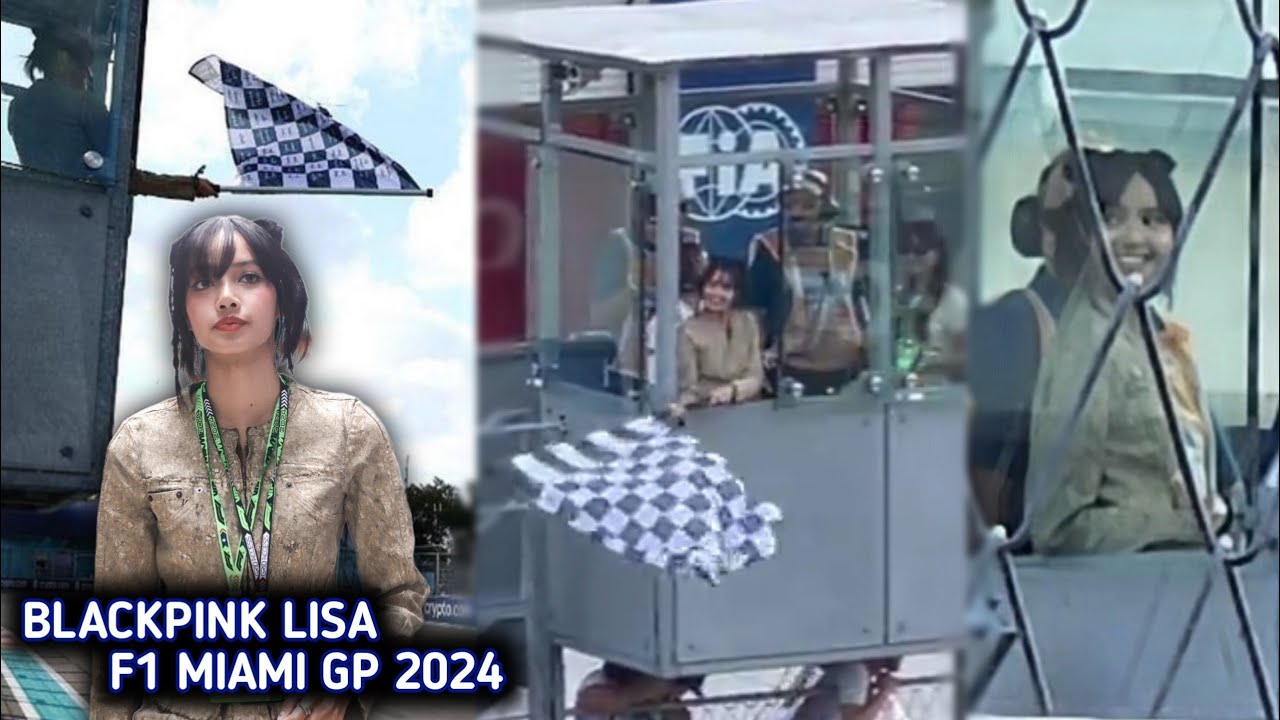 Lisa waving the checkered flag signifying Lando Norris victory at F1 ...